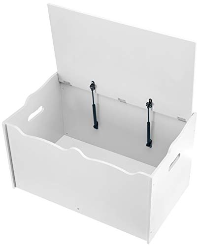Amazon Basics Kids Toy Box, Wooden Organizer Storage Chest,White, 30" x 18" x 19"