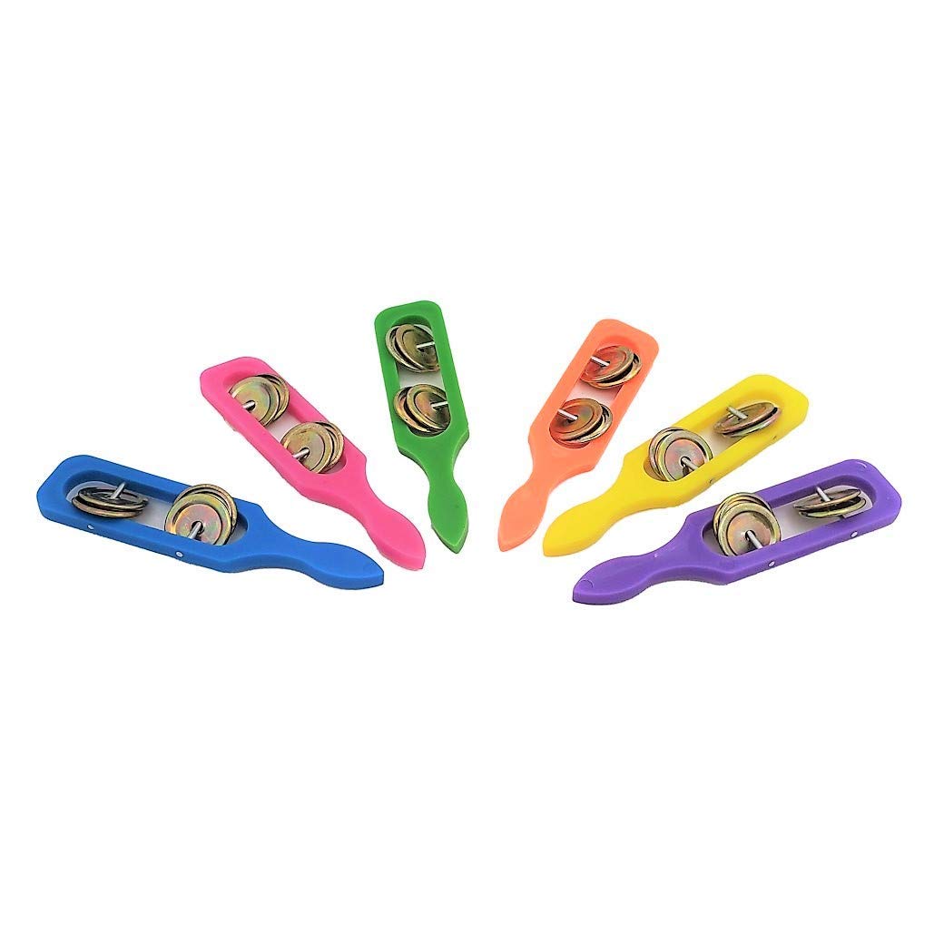 12 Cymbals With Plastic Handles (5") Kids Party Supplies, Preschool Musical Instruments, Noisemakers (12 Pack) multicolor