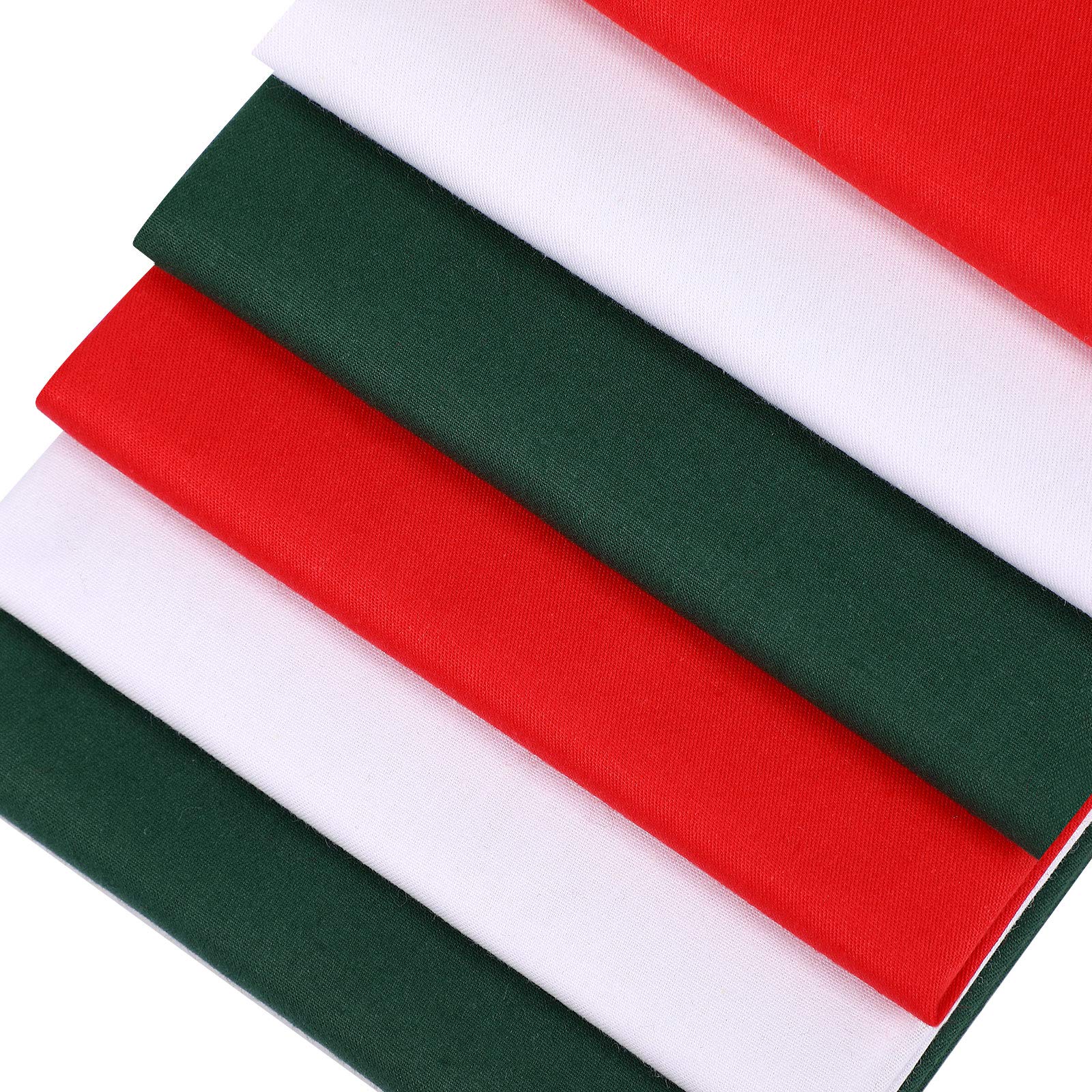 12 Pieces Solid Fat Quarters Quilting Fabric Bundles 20 x 16 Inch/ 50 x 40 cm Fabric Craft Quilting Patchwork for DIY Scrapbooking Art Craft Supplies (Christmas Red, Green, White)
