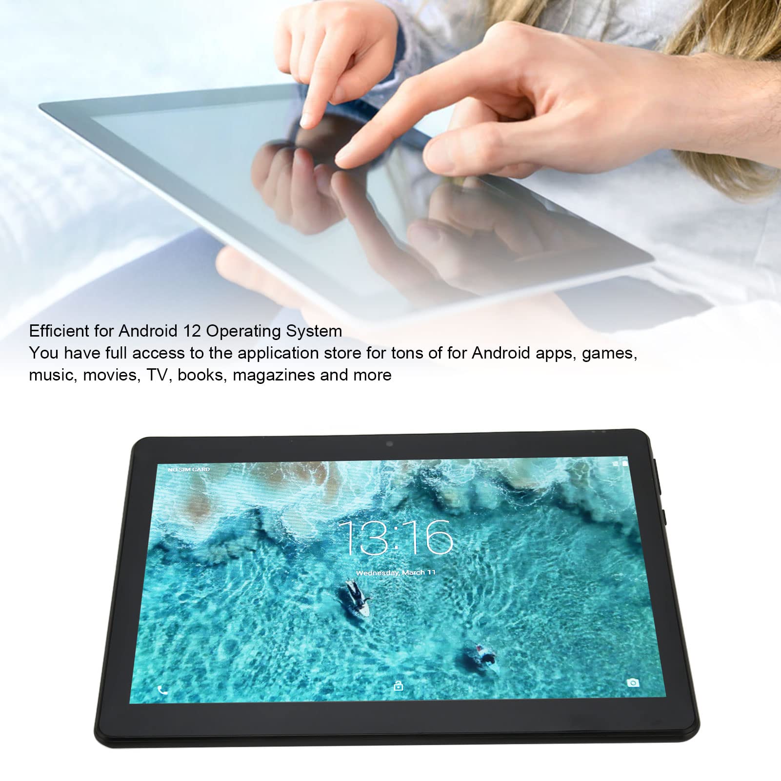 10.1 inch Android 12 Tablet, Dual SIM Dual Standby Talkable Tablet, 4GB RAM and 64GB ROM 2560x1600 Resolution, 5800mAh Battery Capacity, Black