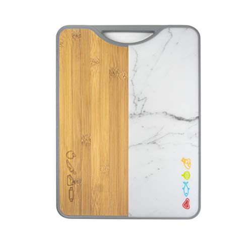 Double-sided Bamboo Poly Cutting Board | No Cross-Contamination | HAND WASH ONLY - Easy to Clean | BPA Free