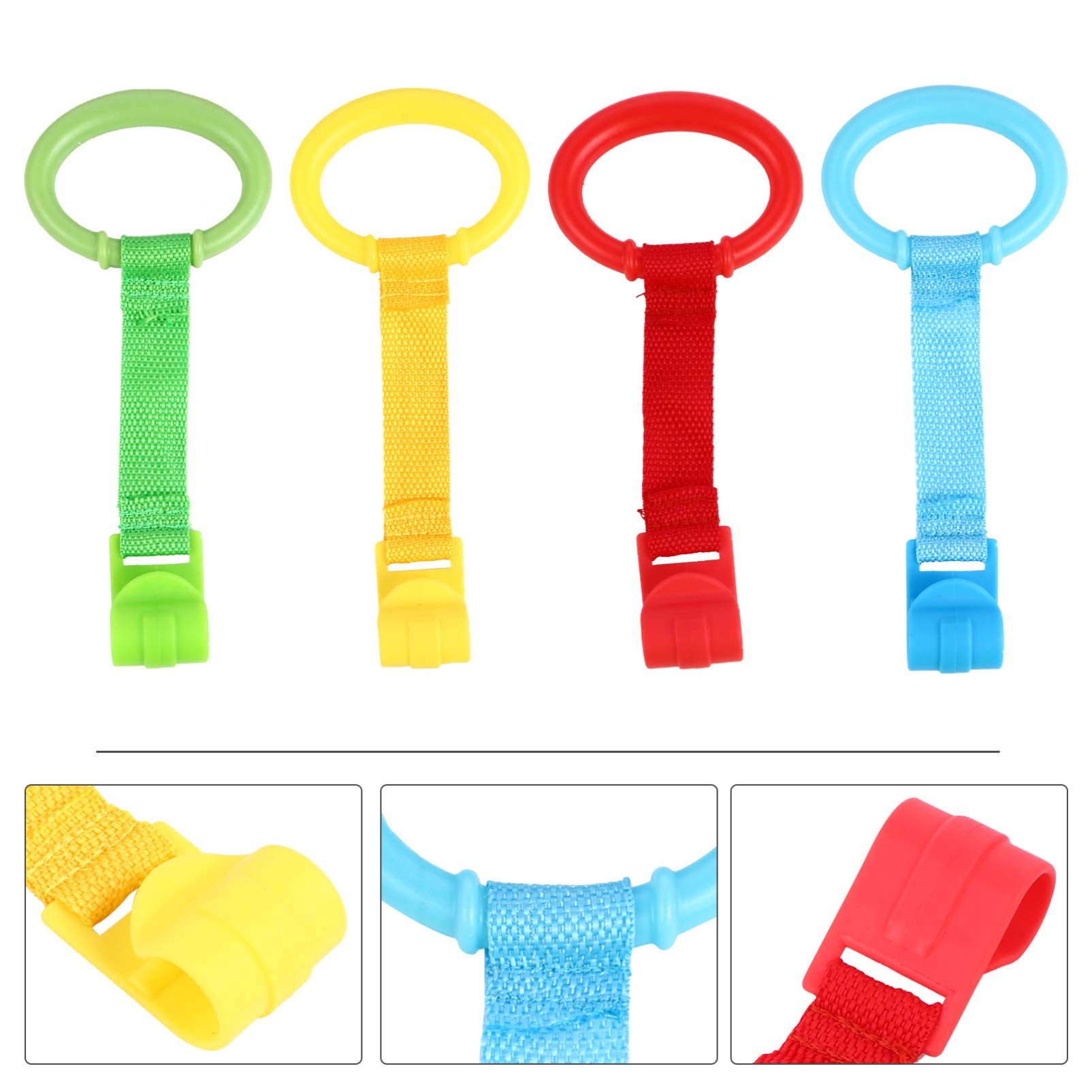 4Pcs Pull Ring Baby Bed Stand Up Rings Baby Cot Rings Walking Assistant for Baby Toddler