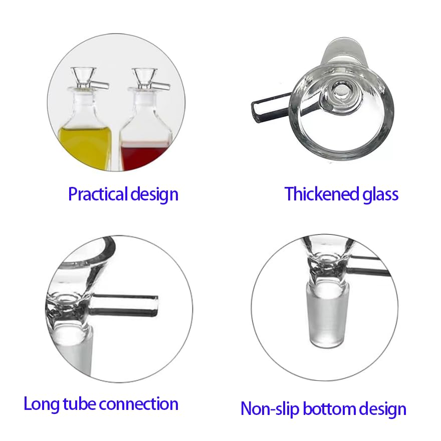 10 Pcs Mini Glass Bowls, 14mm Small Glass Funnel with Handle,Kitchen Funnels for Filling Bottles