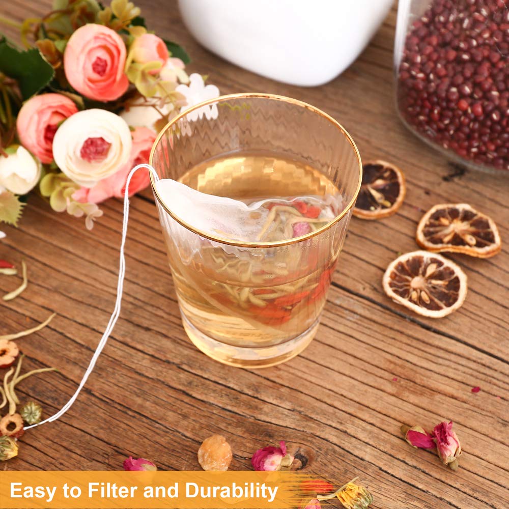 100PCS Tea Filter Bags, Disposable Tea Bags for Loose Leaf Tea, Drawstring Empty Tea Infuser, BetyBedy Tea Steeper, Natural Wood Pulp Paper Material, 1-Cup Capacity(3.15 x 3.94 inch)