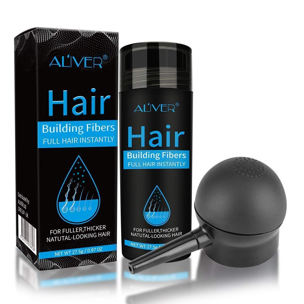 Hair Fibers for Thinning Hair With Spray,Undetectable Natural Formula,Thicker Fuller Hair in 15 Seconds,Instantly Conceal & Thicken Thinning or Balding Hair Areas,For Men&WomenďźBlack