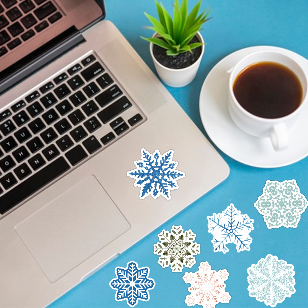 100PCS Snowflake Stickers, Waterproof Vinyl Stickers for Water Bottles Laptop Glass Suitcase Bike Skateboard