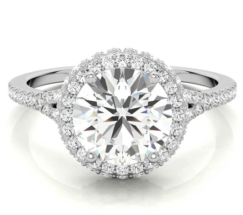 1-2Ct Moissanite Engagement Ring, 925 Sterling Silver, Adjustable Round Cut with Side Stones ring for Engagement and Wedding with Jewelry Box (adjustable)
