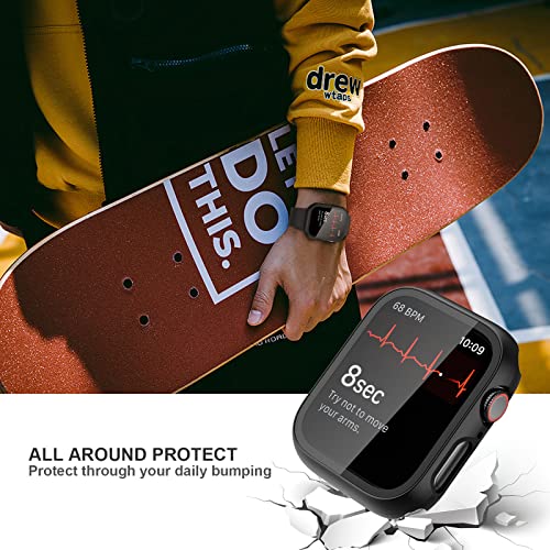 2 Pack Case with Tempered Glass Screen Protector for Apple Watch Series SE(2022) 6/5/4 40mm,JZK Slim Guard Bumper Full Coverage Hard PC Protective Cover HD Ultra-Thin Cover for iWatch 40mm,Clear