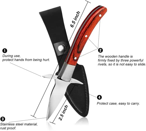 2 Pcs Oyster Shucking Knife, Level 5 Protection Oyster Shucking Gloves, Oyster Shucking Kits with Lemon Squeezer, Seafood Opener Kit Tools Gift