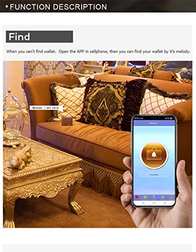 Clever Anti-Lost Bluetooth Wallet with Alarm, Position Record (via Phone GPS) Tracker Item Finder Locator, Multi-Functional Bifold Cowhide Leather, Credit Card Intelligent Trackable Purse (Black)