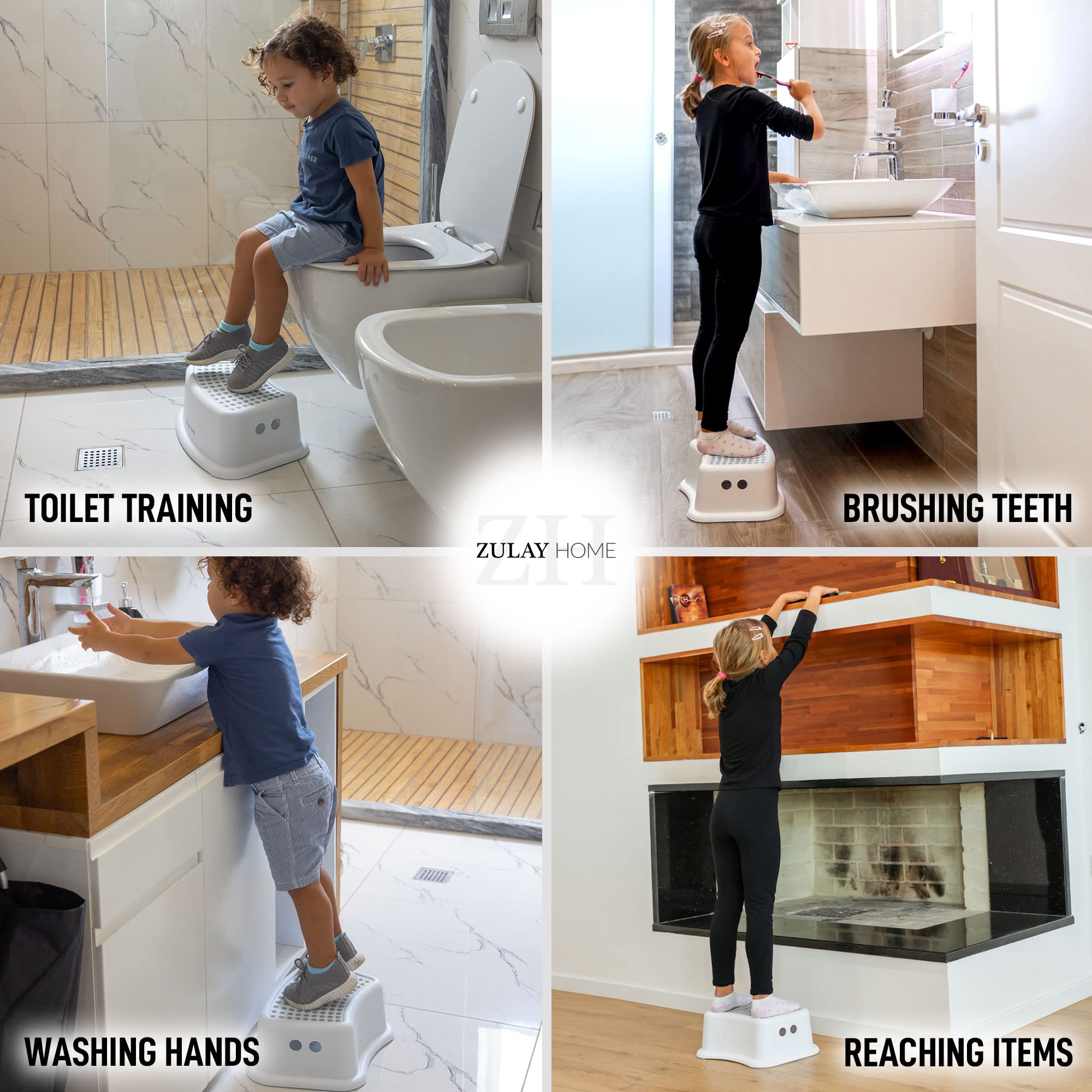 Zulay Home , Bathroom Sink with Anti-Slip Surface & Base - Kids step stool for Toddlers Potty Training, Kitchen, Living Room, Bedroom, Toy Room (Gray)
