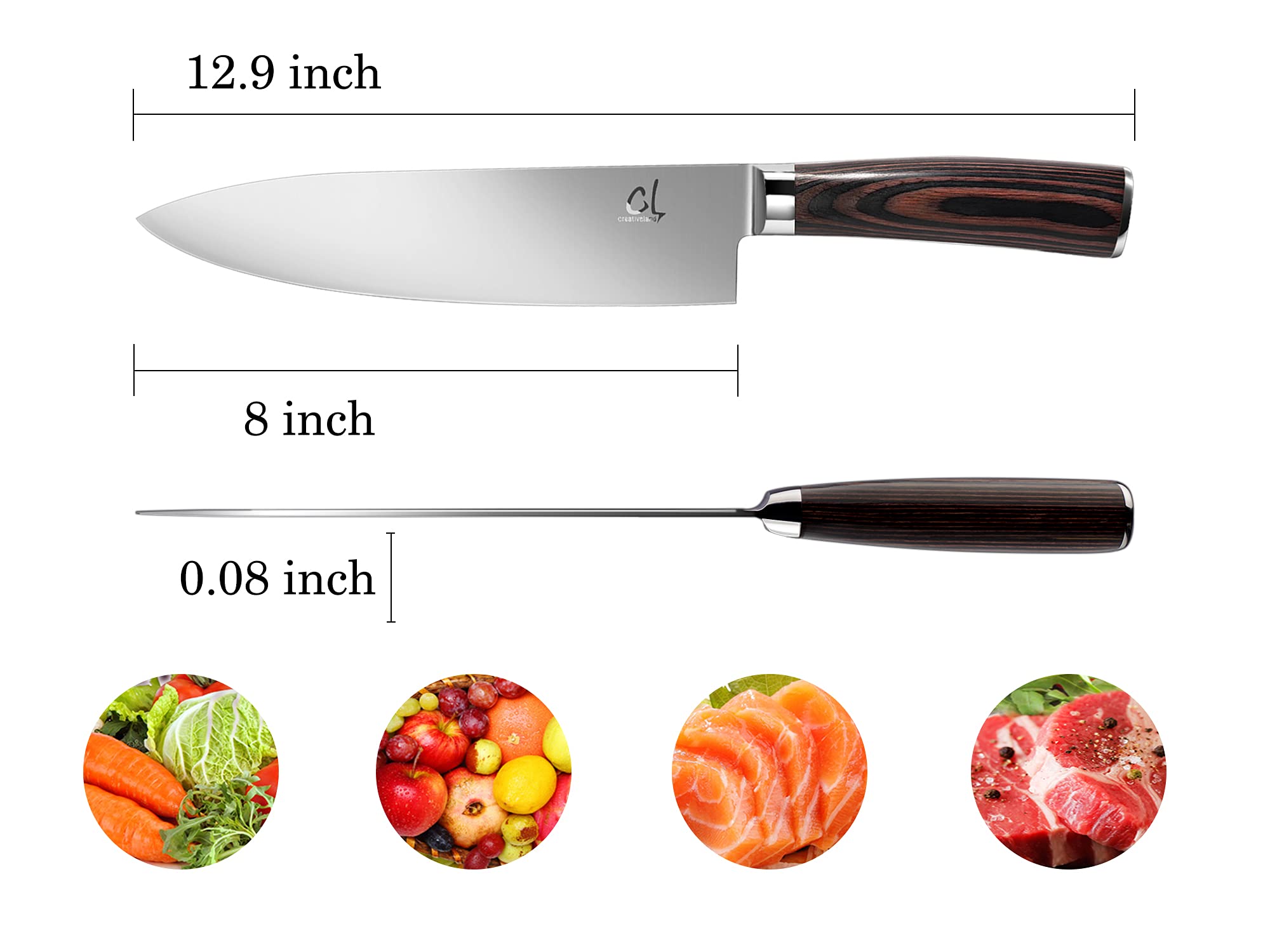 Chef’s Knife,Japanese Chopping & Meat Knife Gyuto Chef’s Knive Kitchen Cutting Knife’s for Cooking Santoku Knives Set,Forged High Carbon Chef Sharp Knife for Cutting Meat- CREATIVELAND