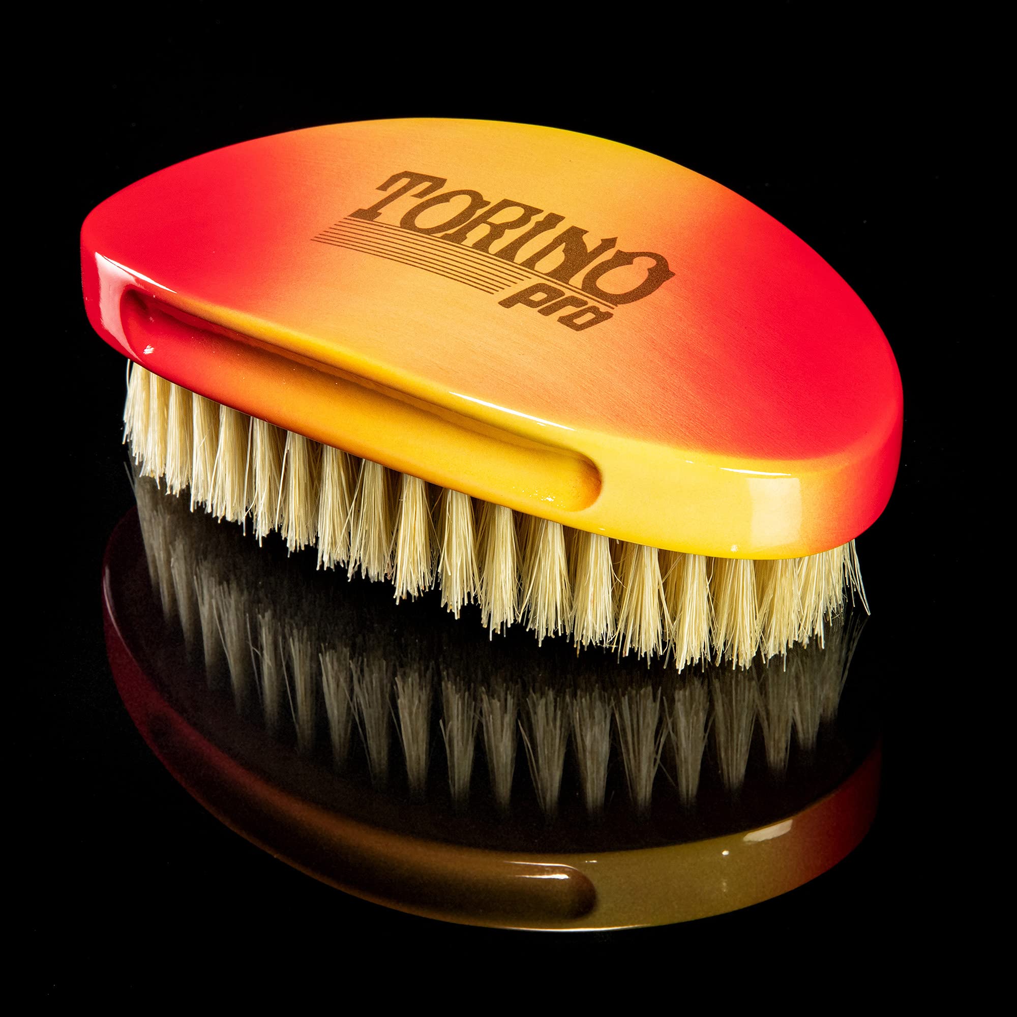 Torino Pro Curve Wave brush #157- Medium 100% Boar Bristle Curved 360 Wave Palm Brush - Great for laying down 360 waves and use before using wave cap or durag - Luxury wave brush for men 360