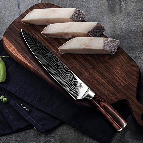 8 Inch Professional Damascus Chefs Knife,Pro Kitchen Knife, German High Carbon Stainless Steel Knife with Ergonomic Handle(8-Inch)