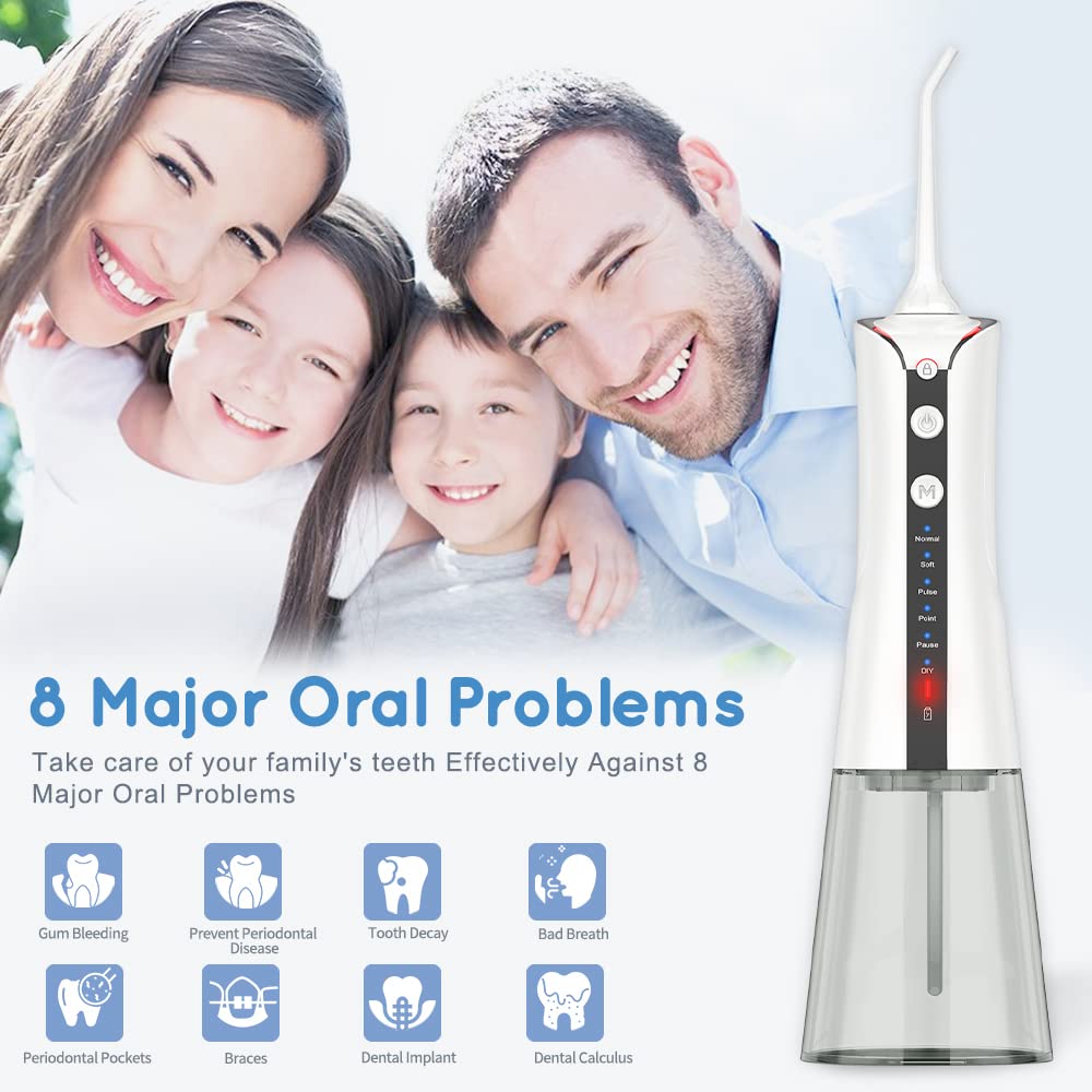 TUREWELL Water Flosser for Teeth with DIY Modes, Rechargeable and Portable Dental Oral Irrigator,300ML Water Tank with IPX7 Waterproof for Home Travel