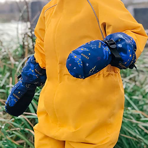 JAN & JUL Snow Mittens for Kids Waterproof Fleece-Lined (Constellations, L: 6-8Y)