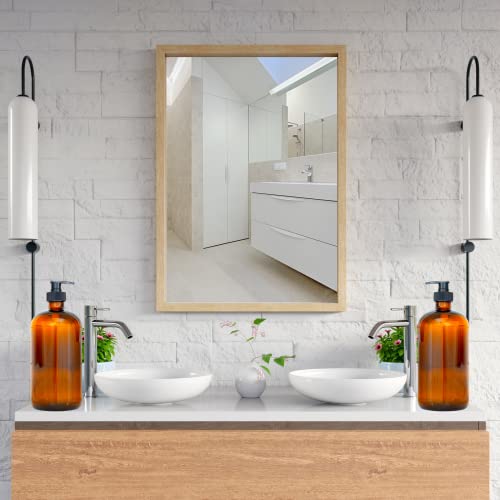 32oz Amber Glass Soap Dispenser- Large Amber Round Bottles with Black Pumps β Apothecary Soap Dispensers is Refillable & Reusable for Bath/Kitchen Accessories - Pack of 4