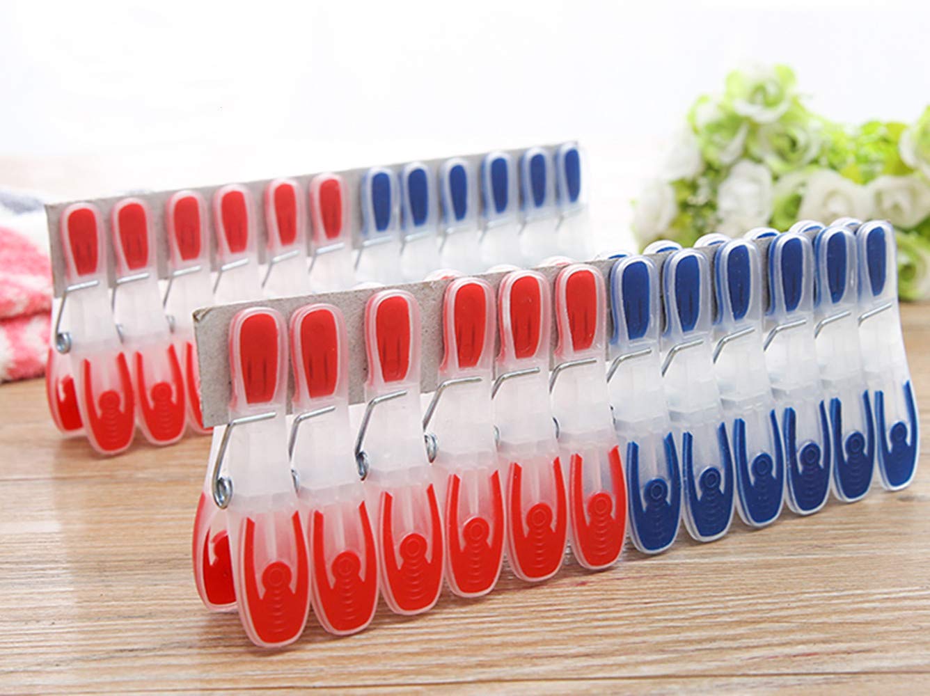 24 Pack Cute Clear Clothes Pins for Pictures Bathroom Clothesline Pegs Shirt Clips for Chip Bags Kitchen