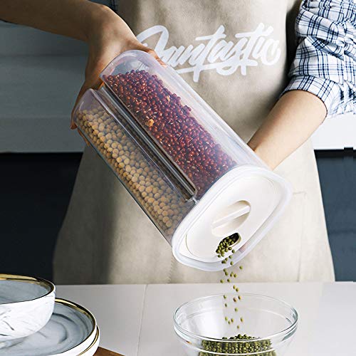 AIKENR Airtight Food Storage Container, Clear Kitchen Cereal Storage Containers with Airtight Food Lids and Compartments Ideal for Cereal Candy Snacks, 3L