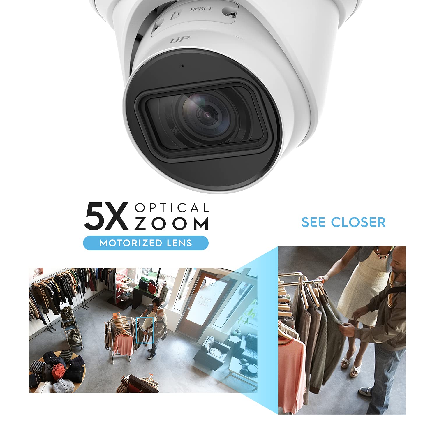 Amcrest 4K Optical Zoom AI IP PoE Camera, Varifocal 8MP Outdoor IP POE AI Camera Turret, Face Detection, Human/Vehicle Detection, 2.7mm~13.5mm Lens, IP67, 5X Optical Zoom (IP8M-VT2879EW-AI)