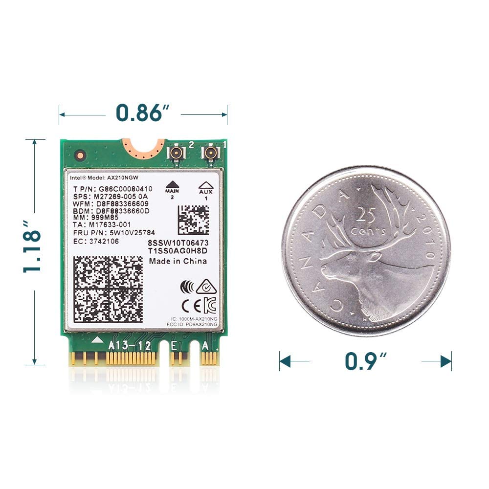 AX210NGW WiFi Card, WiFi 6E 802.11ax Wireless Card Intel AX210 NGW Bluetooth 5.3 Tri-Band 5400Mbps Network Adapter Wireless Module Expand to 6GHz for Laptop Support Windows 10/11 (64bit) M.2/NGFF
