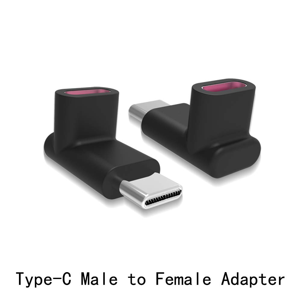 90 Degree Right Angle Type-C Male to Type-C Female Adapter 100W 40G,up and Down 90 Degree Type-c Plug to Jack Expansion Adapter is Suitable for Notebook Computers, Tablet Computers and Mobile Phones