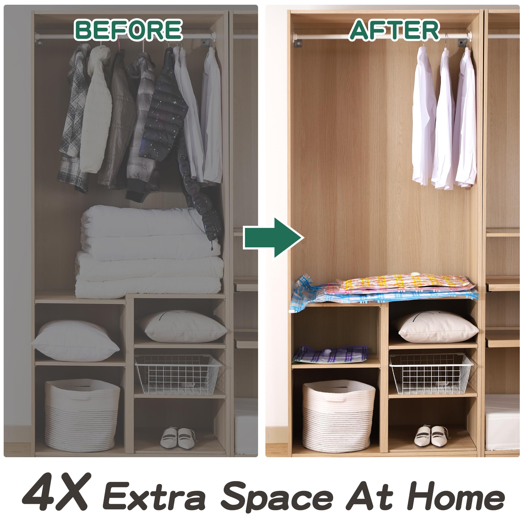 12 Jumbo Vacuum Storage Bags, Space Bags Vacuum Seal Bags for Clothes, Clothing, Comforters and Blankets