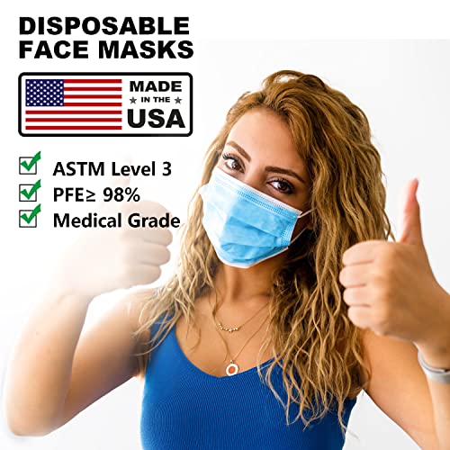 DR.MOXA 100Pcs Medical Grade Disposable Face Mask 3-Ply Latex Free, Non Woven,Soft on Skin