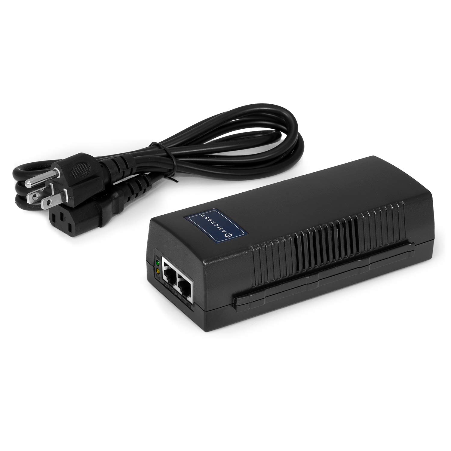 Amcrest Active Gigabit PoE Injector Adapter, IEEE 802.3 10BaseT and IEEE 802.3u 100BaseTx Compliant, Up to 100 Meters; FSE801G