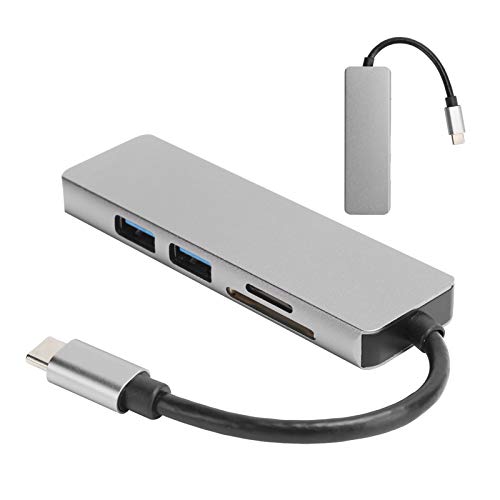 5 in 1 TypeC to Multi Interface Hub,TypeC 5.0GBS Docking Station TypeC to HD Multimedia Interface/Storage Card/USB Adapter with 4K Connection
