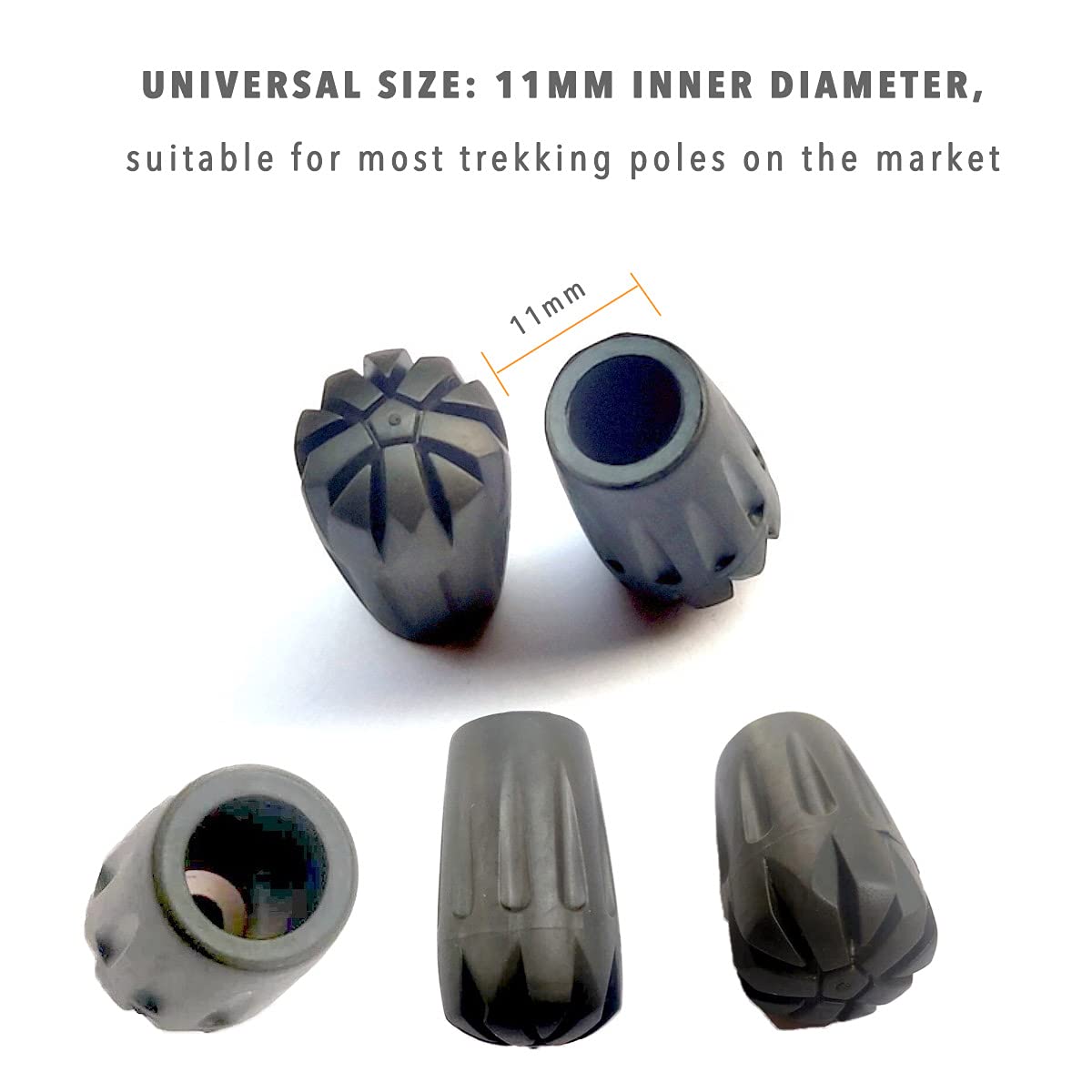 12 Pieces Trekking Poles Rubber Tips Replacement Pole Tip Protectors Fits Most Standard Walking Hiking Sticks Shock Absorbing, Adds Grip, and Traction