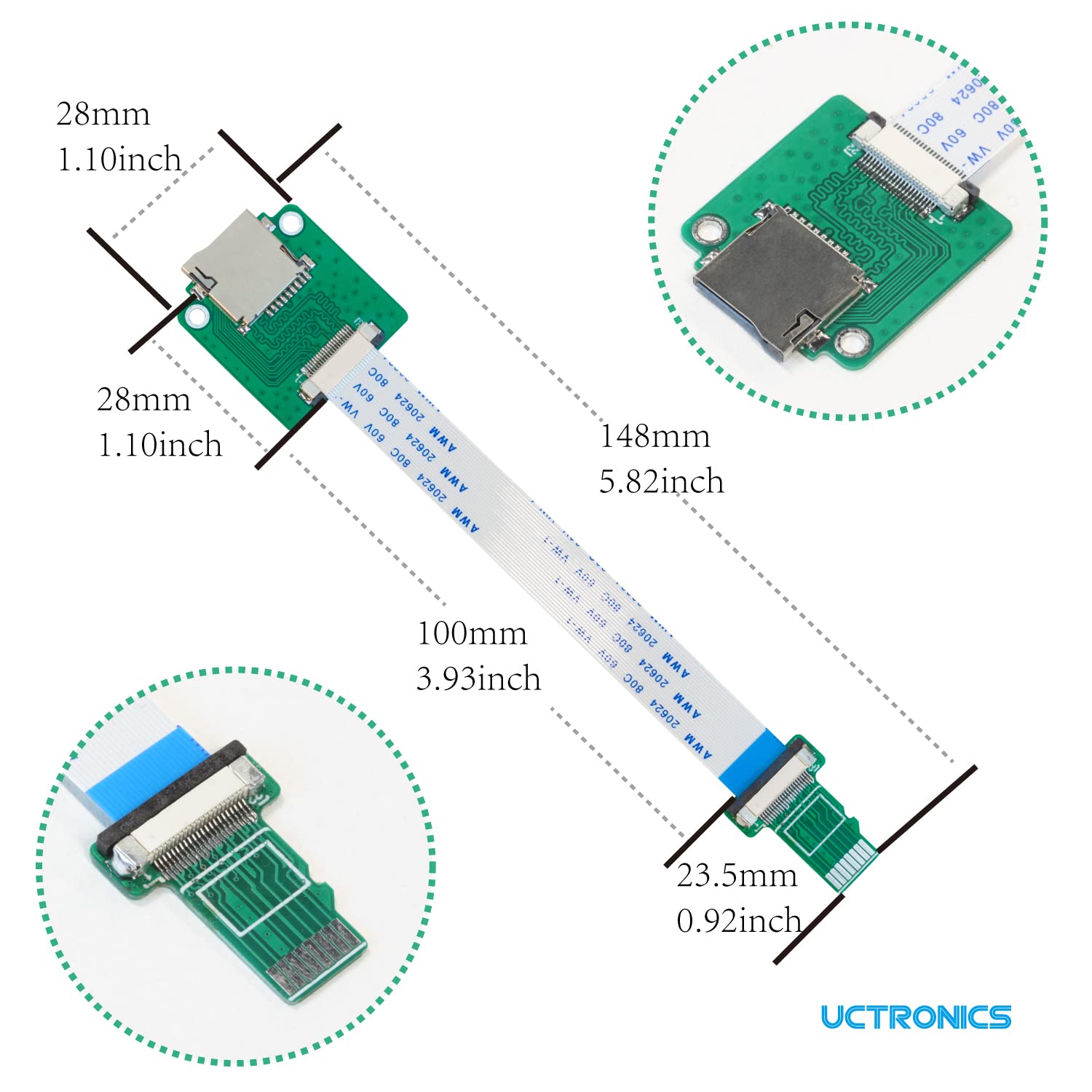 UCTRONICS Micro SD to Micro SD Card Male to Female Flexible Extender, 15cm/5.9in Micro SD Card Extension Cable Adapter Compatible with Raspberry Pi, Arduino, and 3D Printer, 4 Pack