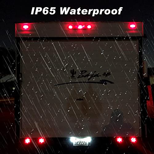 10Pcs 4 Inch Round Led Trailer Tail Lights Red 12 LED Waterproof 4" Round LED Stop Turn Tail Brake Light Marker Trailer Truck RV Lights Sealed Grommet Flush Mount w/3 Prong Wire Pigtails