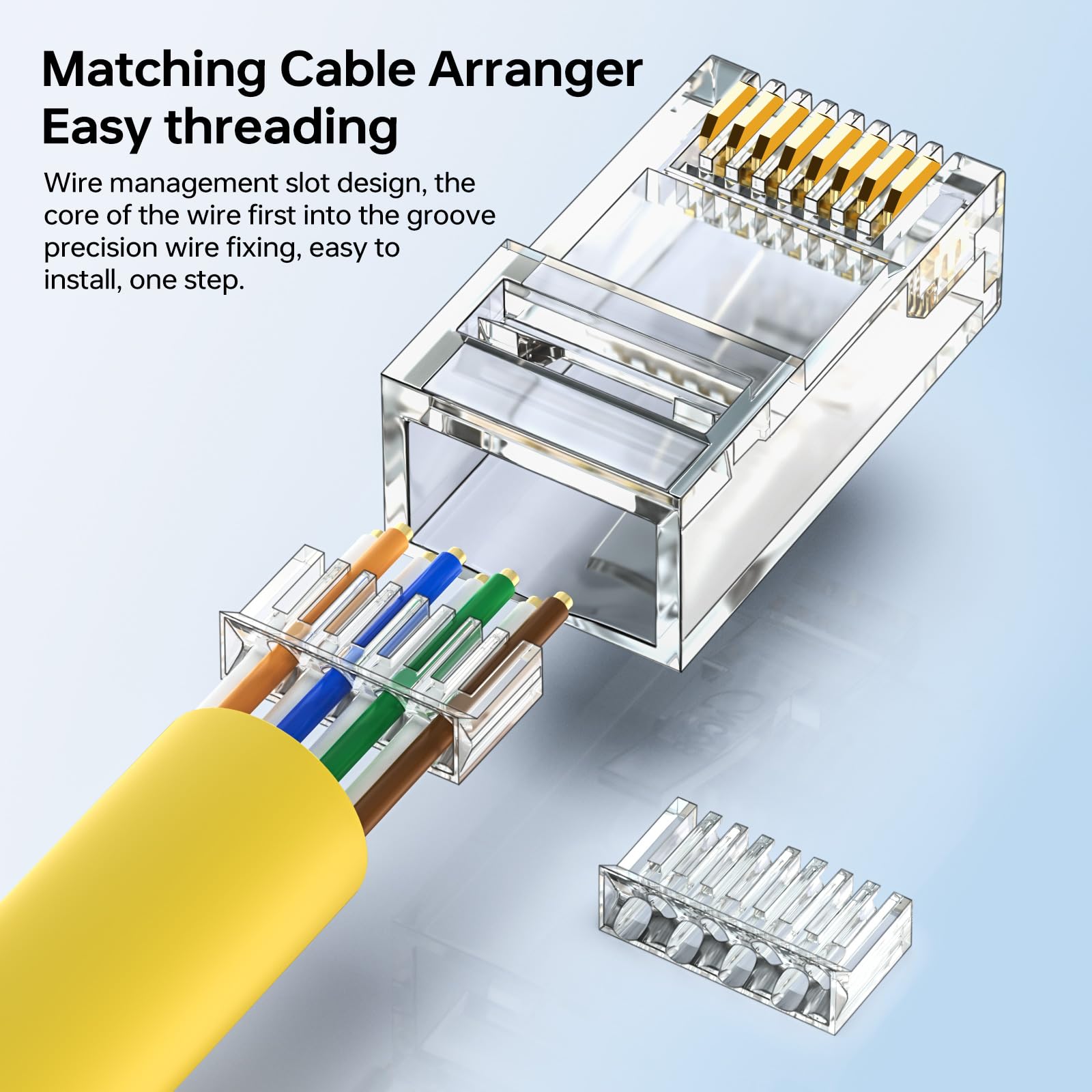 CNCOB Cat6 Connector RJ45 Connectors 100pcs UTP 8P8C RJ45 2 Pieces Load Bar Modular Plug Gold Plated Durable and Strong Connection for Cat6 Cat5e