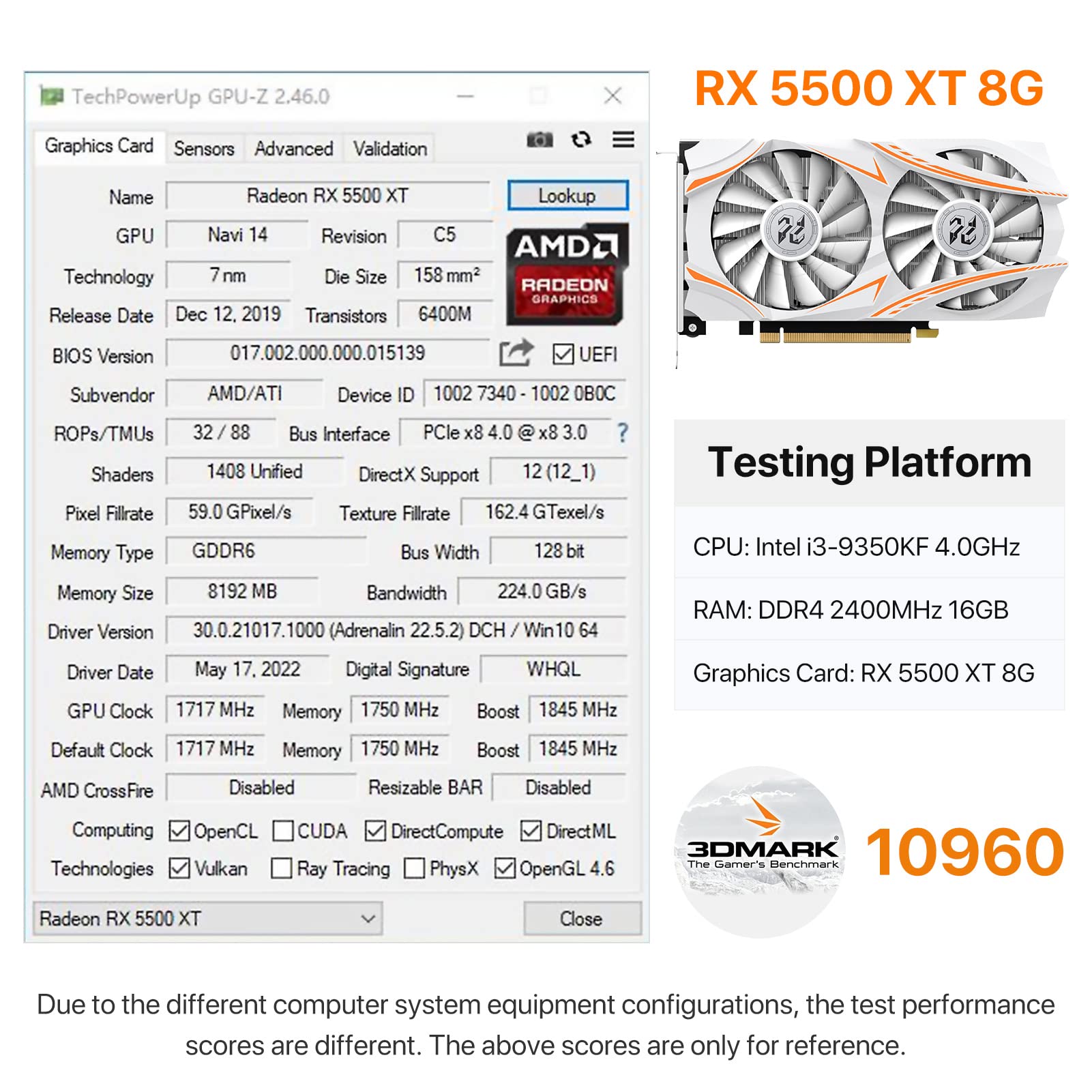 PELADN AMD Radeon RX 5500XT 8G GDDR6 Dual-Fan Edition HDMI DisplayPort Gaming Graphics Card