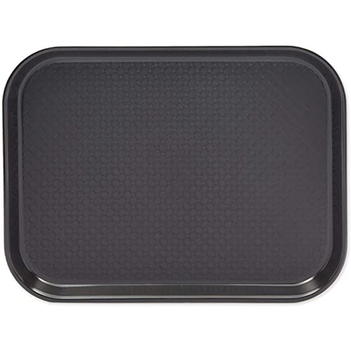 8 Pack Plastic Nonslip Serving Tray for Cafeteria, School Lunch, Fast Food, Restaurant, Black (12 x 16 in)