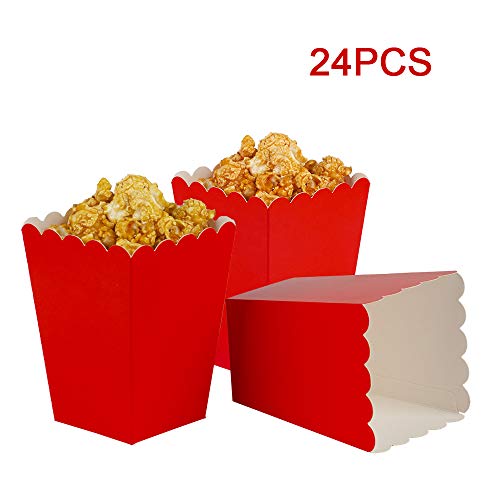 AimtoHome Red Popcorn Boxes Mini Paper Popcorn Box Cardboard Popcorn Container for Party, Pack of 24