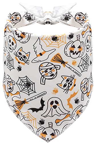 2 Pack Dog Halloween Bandana - Triangle Reversible Pet Scarf for Dogs, Adjustable Holiday Dog Bandanas for Small Medium Large Dogs Pets