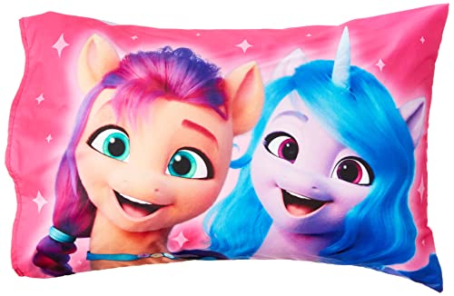 My Little Pony Every Pony Can Make a Difference 4-Piece Toddler Bedding Set - Includes Quilted Comforter, Fitted Sheet, Top Sheet, and Pillow Case, Pink + Purple for Toddler Girls Bed, 28" x 52"