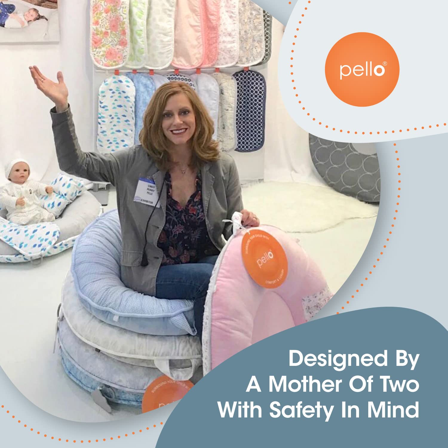 Pello Multi-use Luxe Baby, Toddler Floor Pillow/Play Mat/Lounger (Wyatt/Gray)