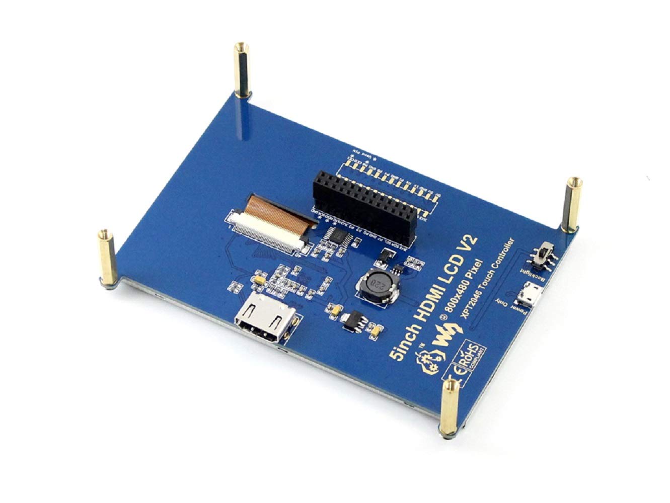 5 inch Resistive Touch Screen TFT Display 800x480 HDMI Interface LCD Direct-Connect with Raspberry Pi 3B+/3B/3A+/2B/B+/A+,Work with Raspbian/Ubuntu/Kali/Retropie