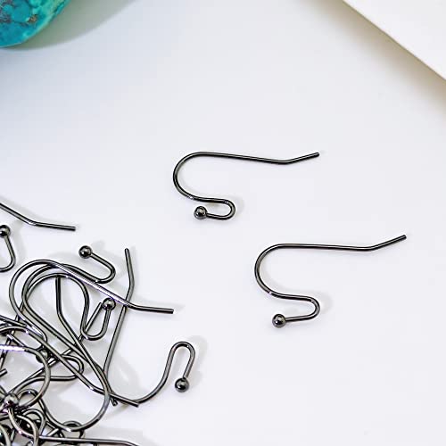 100 Pairs Gun Black Color Earwires Ball Dot French Earring Hooks/Dangle Earring Findings Jewelry Making DIY (EH-1006-G1)