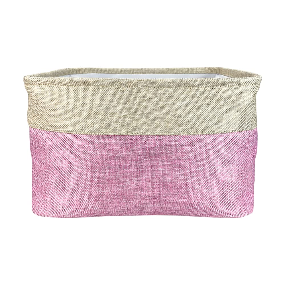 MALIHONG Personalized Foldable Storage Basket with Cute Dog Lhasa Apso Collapsible Sturdy Fabric Pet Toys Storage Bin Cube with Handles for Organizing Shelf Home Closet, Pink and White