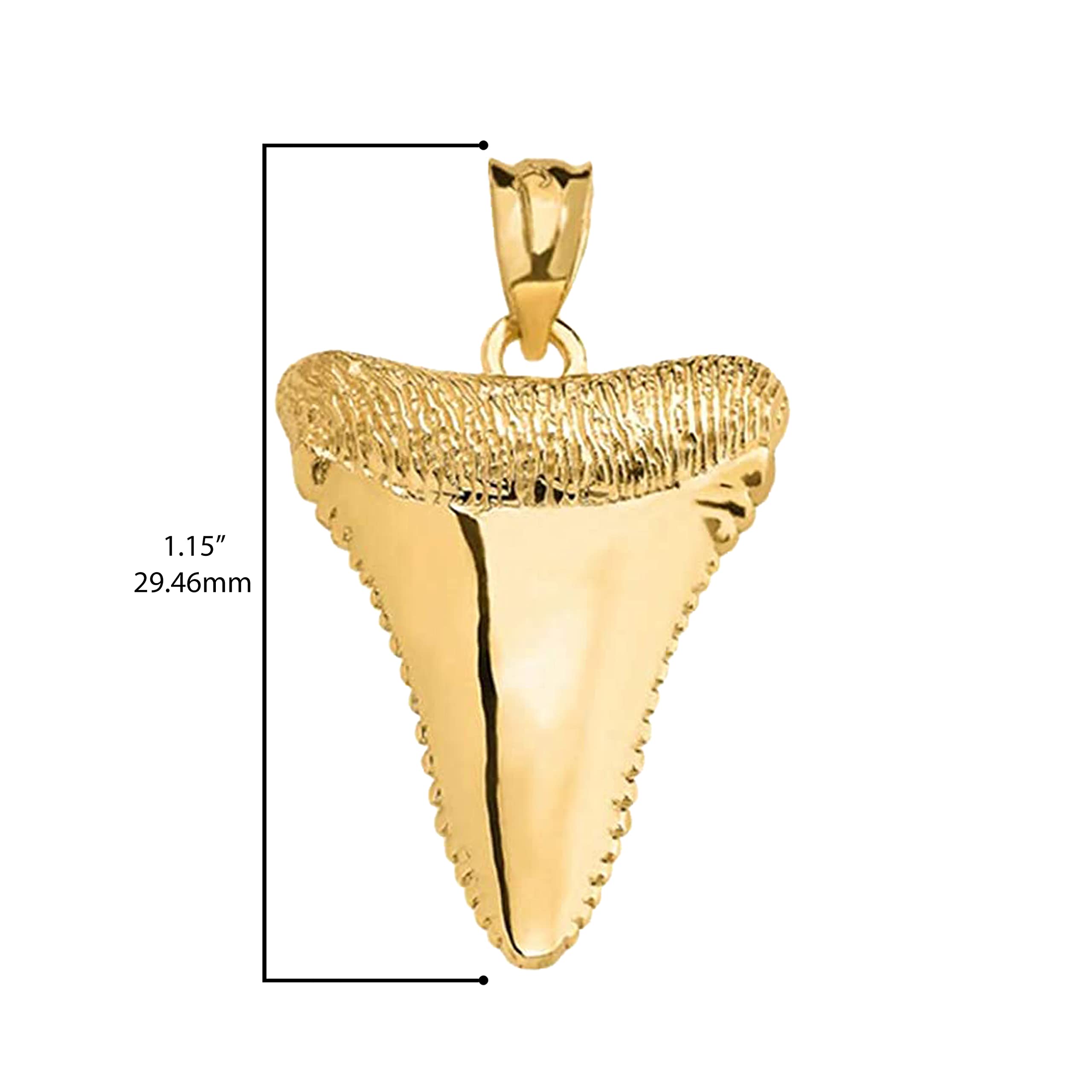 10K Yellow Gold 1-1/8” Lucky Shark Tooth Pendant - Pendant Only