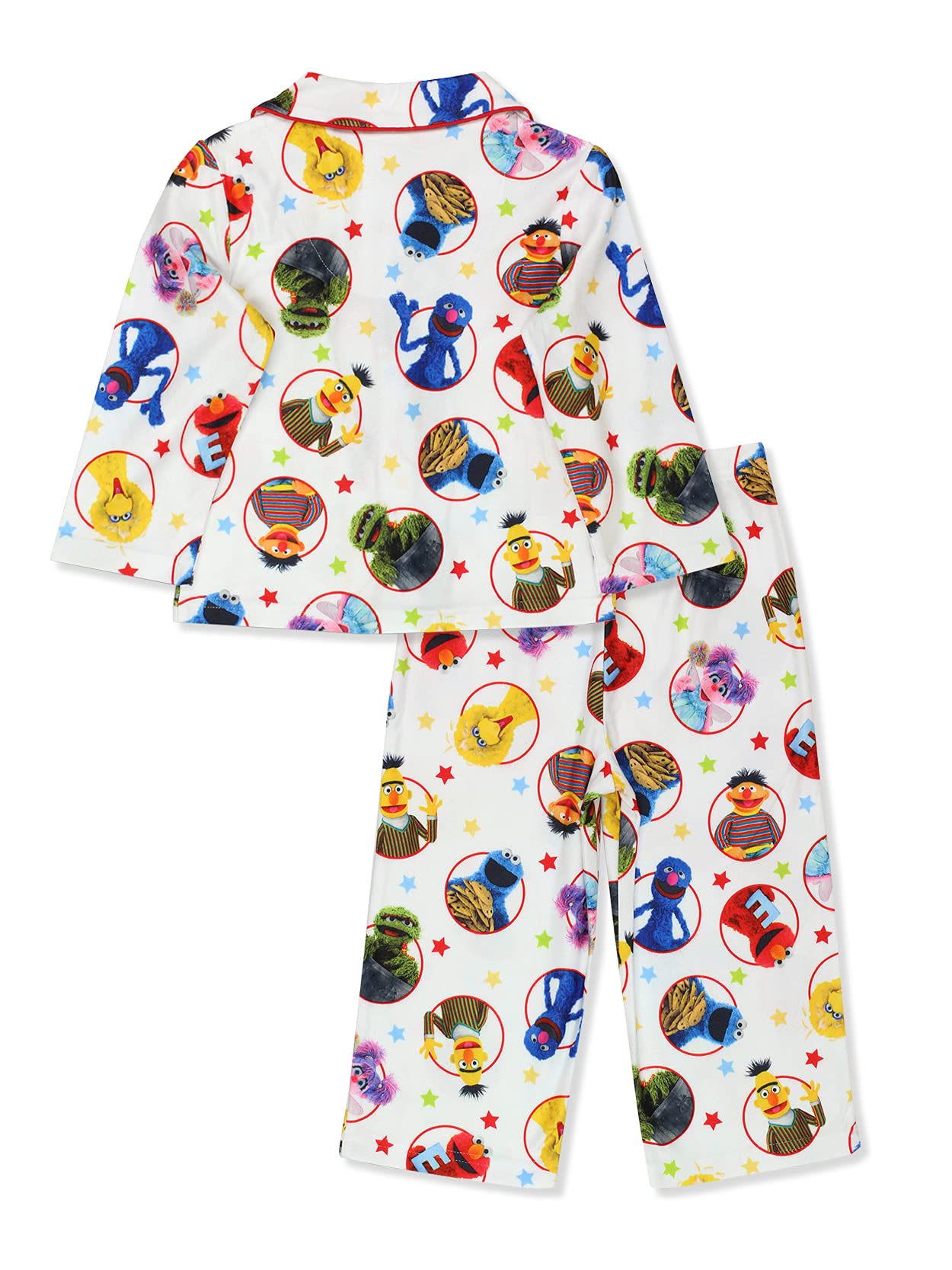 Sesame Street Elmo Toddler Coat Style Pajamas Set (2T, White)
