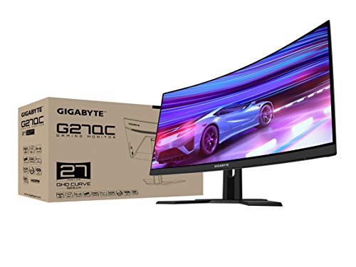 GIGABYTE G27QC 27" 165Hz 1440P Curved Gaming Monitor, 2560 x 1440 VA 1500R Display, 1ms (MPRT) Response Time, 92% DCI-P3, HDR Ready, FreeSync Premium, 1x Display Port 1.4