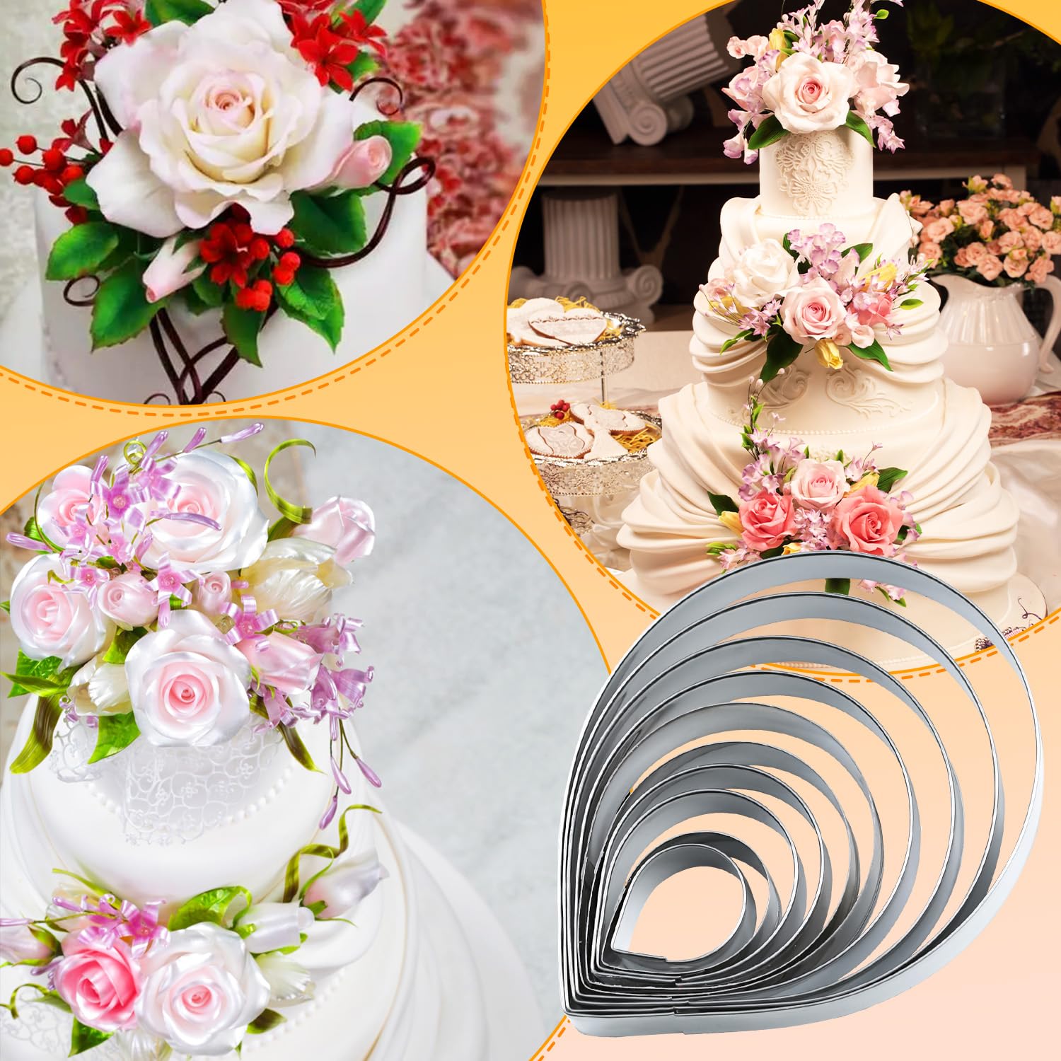 10 pcs Austin Rose Cutter Set Fondant Decor Kit Cake Decorating Gumpaste Flowers