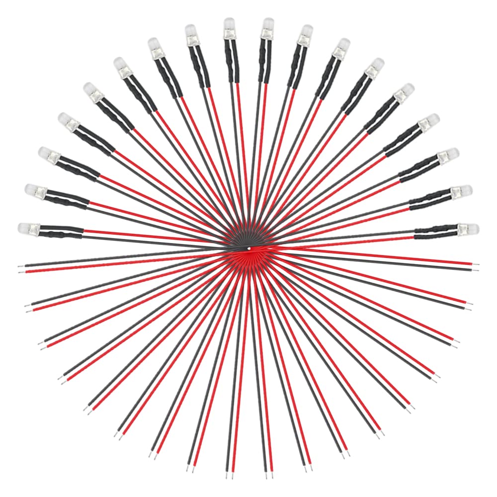 XINGYHENG 70Pcs 12V DC 5mm Pre Wired Light Emitting Diodes 7.1Inch Mixed Color(7 Colors x 10pcs)β+ 20pcs 5mm Lamp Holder+10 PCS 9V Battery Clip Connector