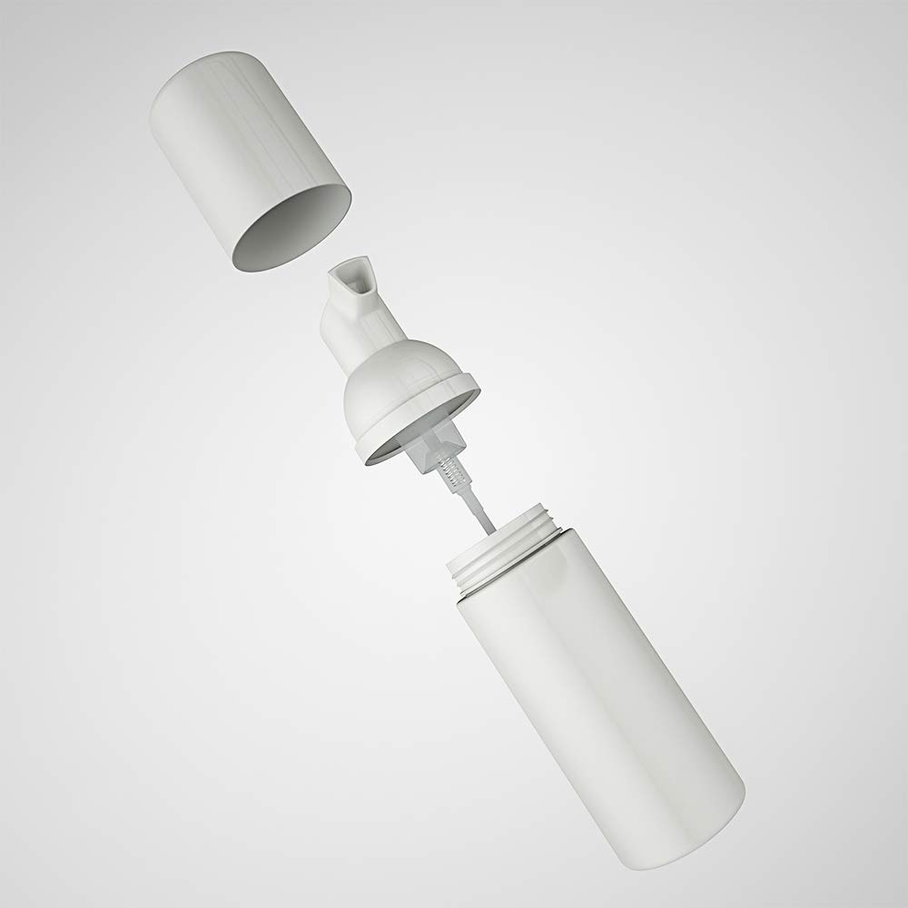 EVERGD 2oz/60ml Plastic Foam Dispenser Bottle | Mini Foaming Pump Dispenser Empty - for Refillable Travel Hand Soap Foaming, Shampoo, Castile & BPA Free (16) White