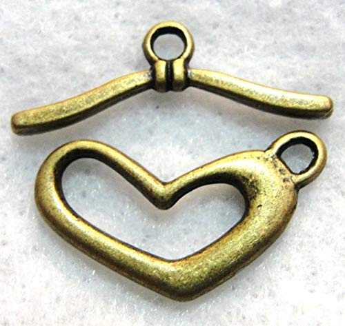 10Sets Tibetan Antique Bronze HEART Toggle Clasps Hooks Jewelry Findings C214 DIY Easy Crafts Planet Bracelet Beads